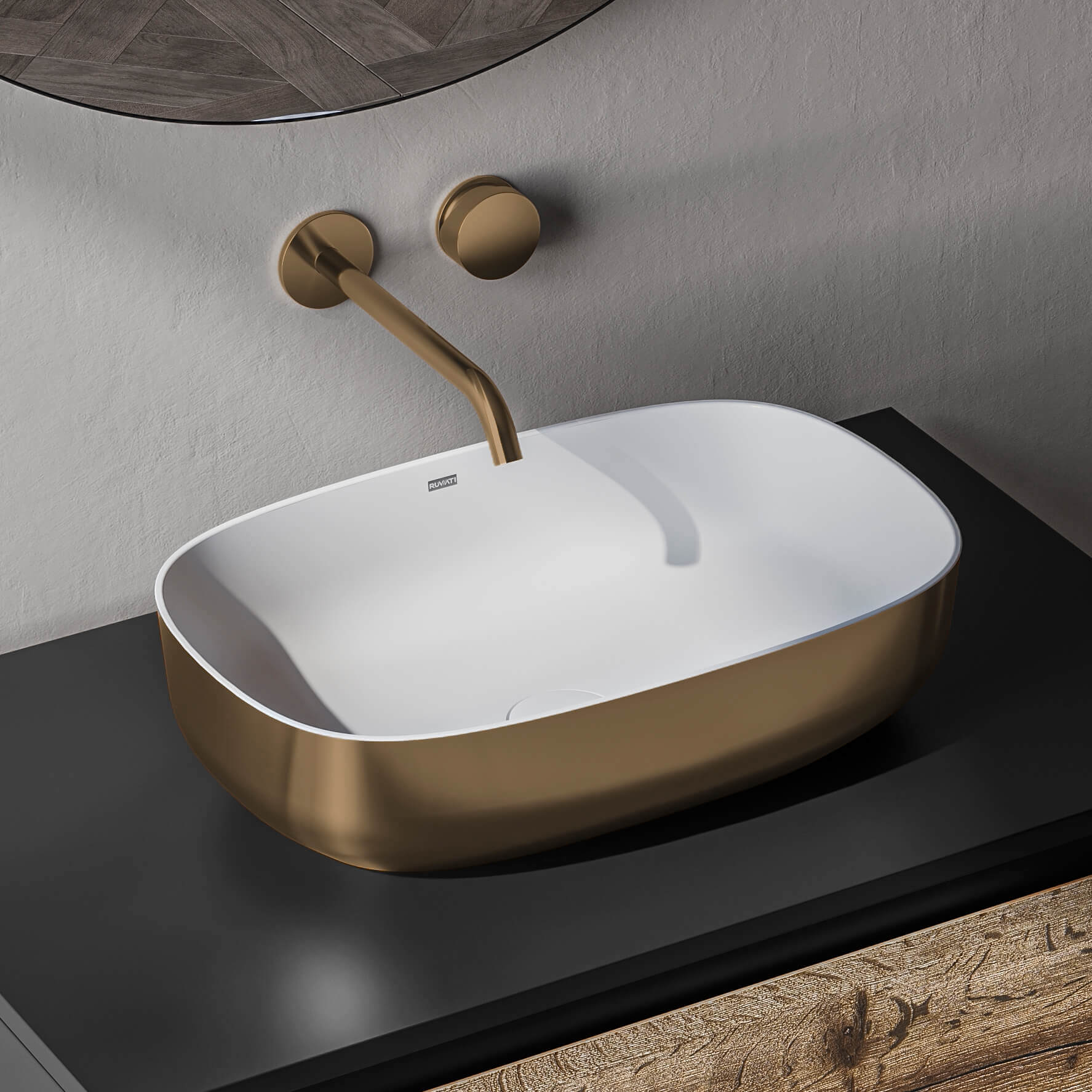 Ruvati 19-inch Matte Gold and White Bathroom Vessel Sink epiStone Solid ...