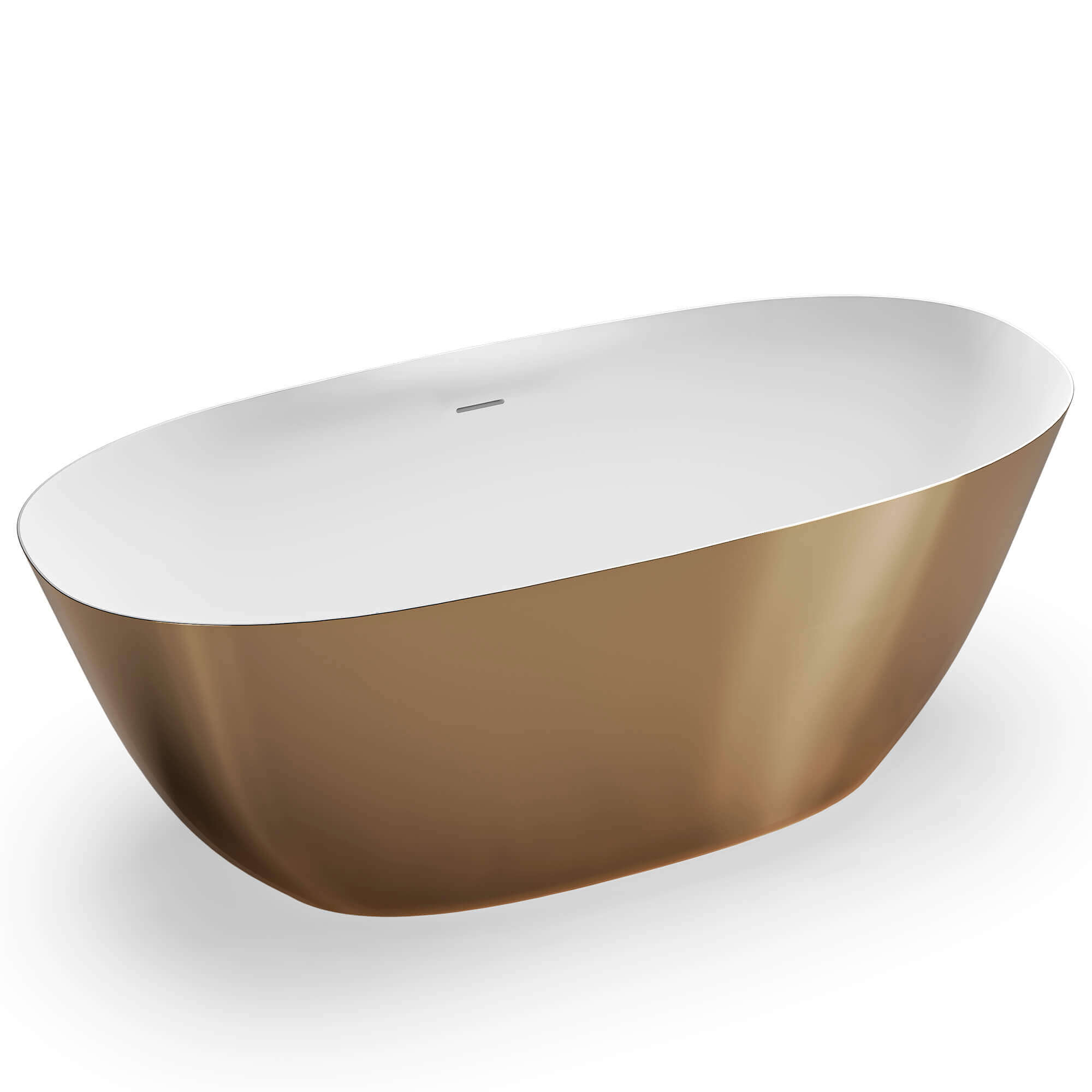 Ruvati 63-inch Matte Gold and White epiStone Solid Surface Freestanding ...