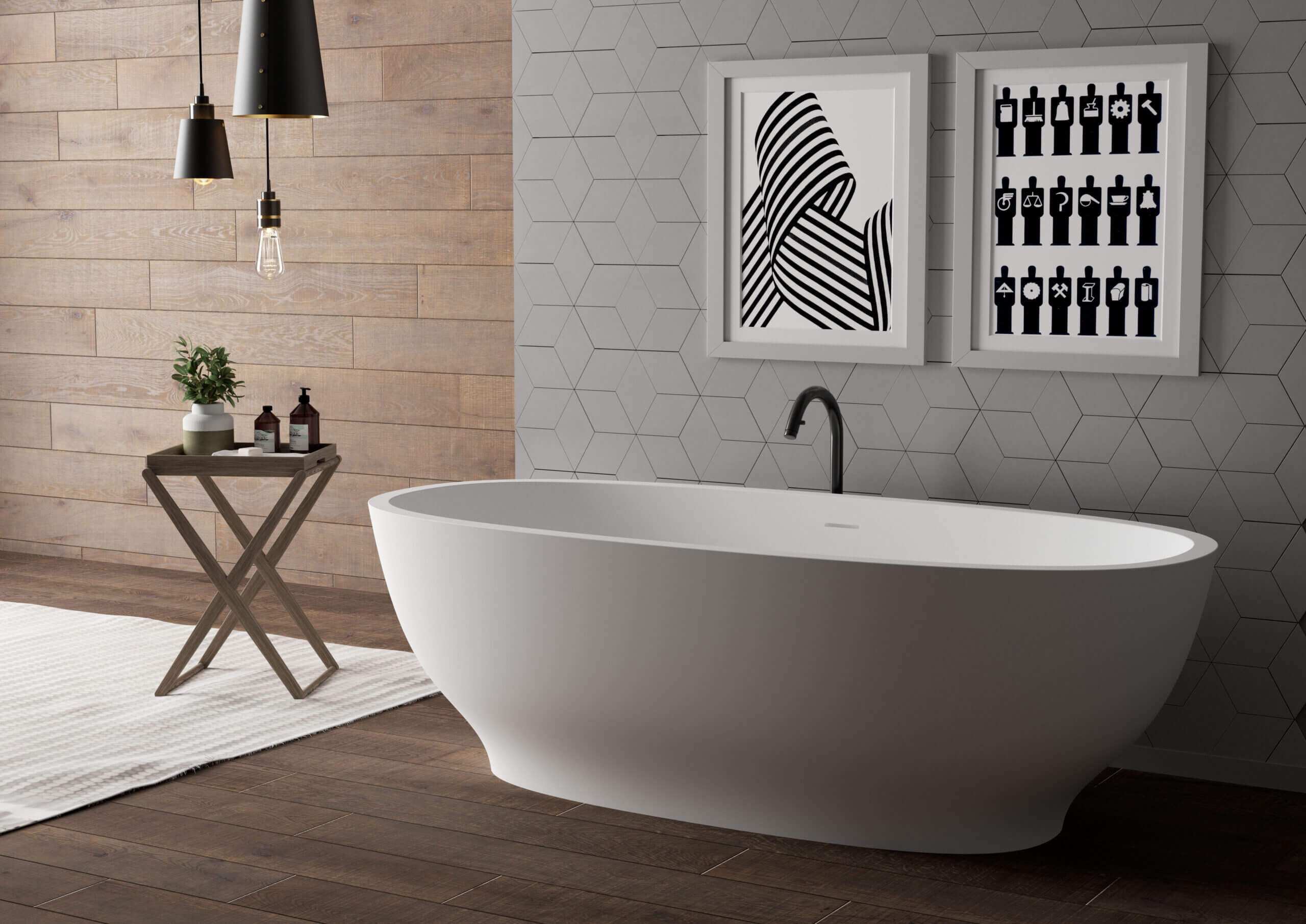 Ruvati 69-inch White epiStone Solid Surface Oval Freestanding Bath Tub ...