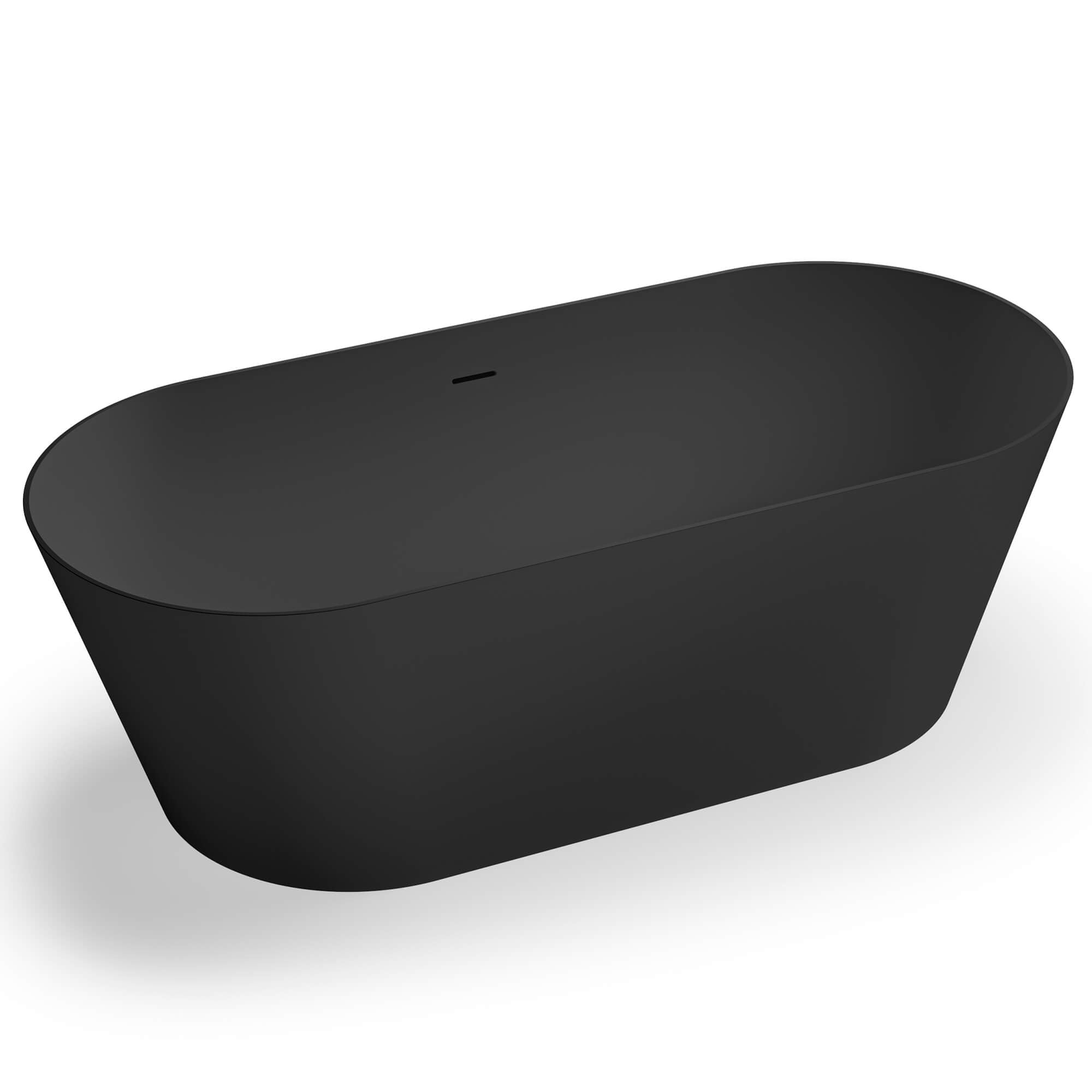 Ruvati 67-inch Black epiStone Solid Surface Oval Freestanding Bath Tub ...