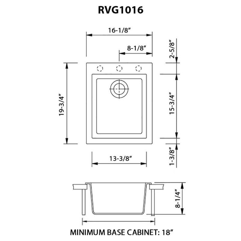 Ruvati 16 x 20 inch epiGranite Drop-in Topmount Granite Composite ...