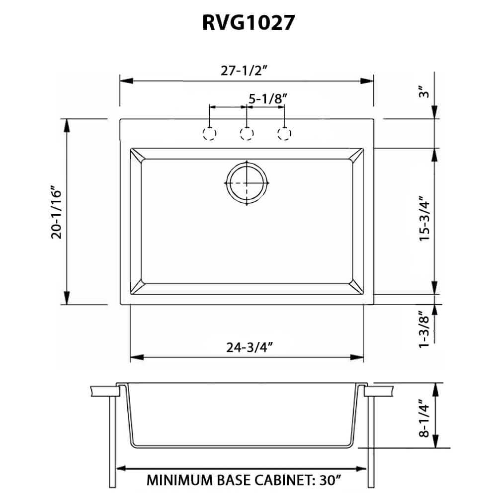 Ruvati 27 x 20 inch Drop-in Topmount Granite Composite Single Bowl ...
