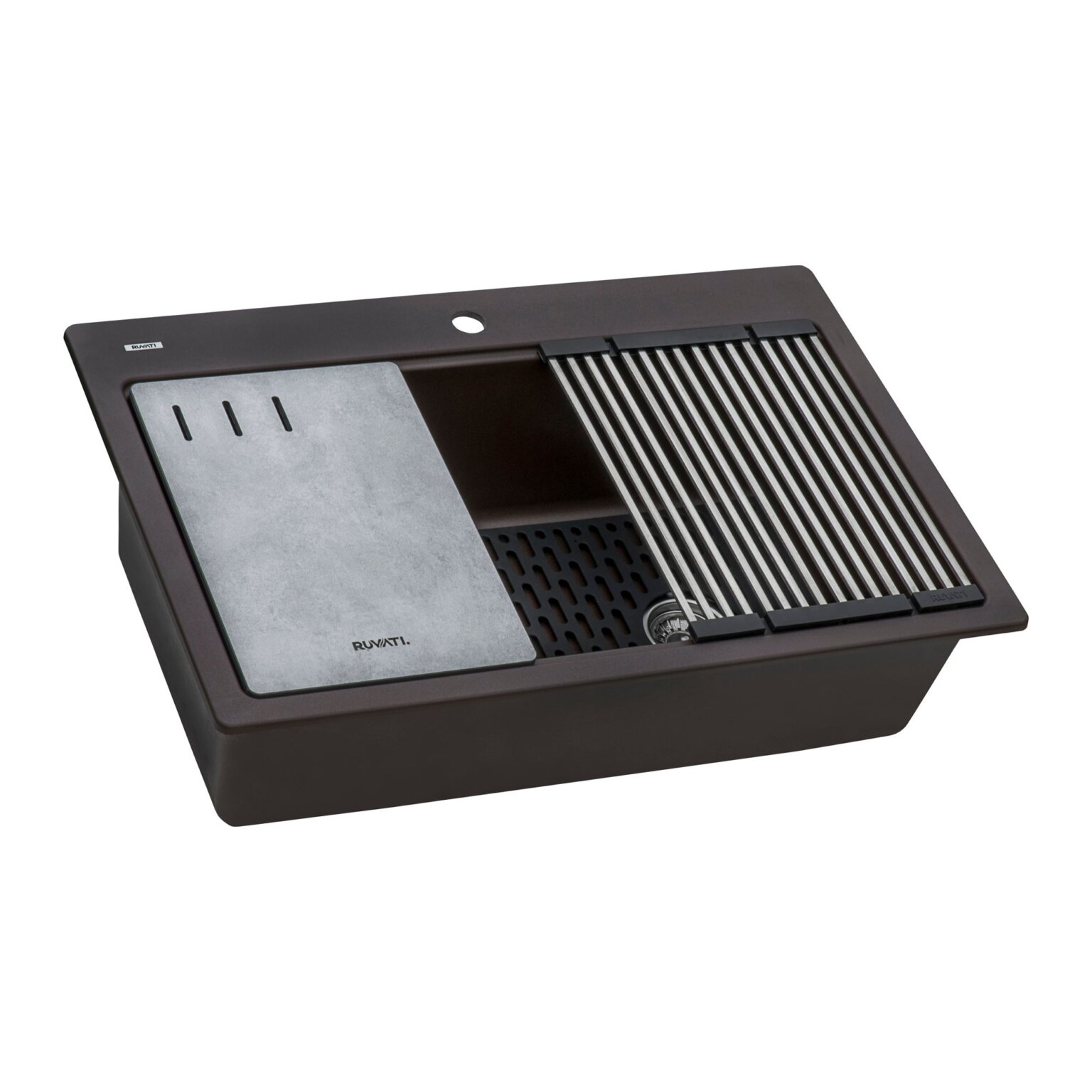 Ruvati 33-inch Granite Composite Workstation Drop-in Topmount Kitchen ...