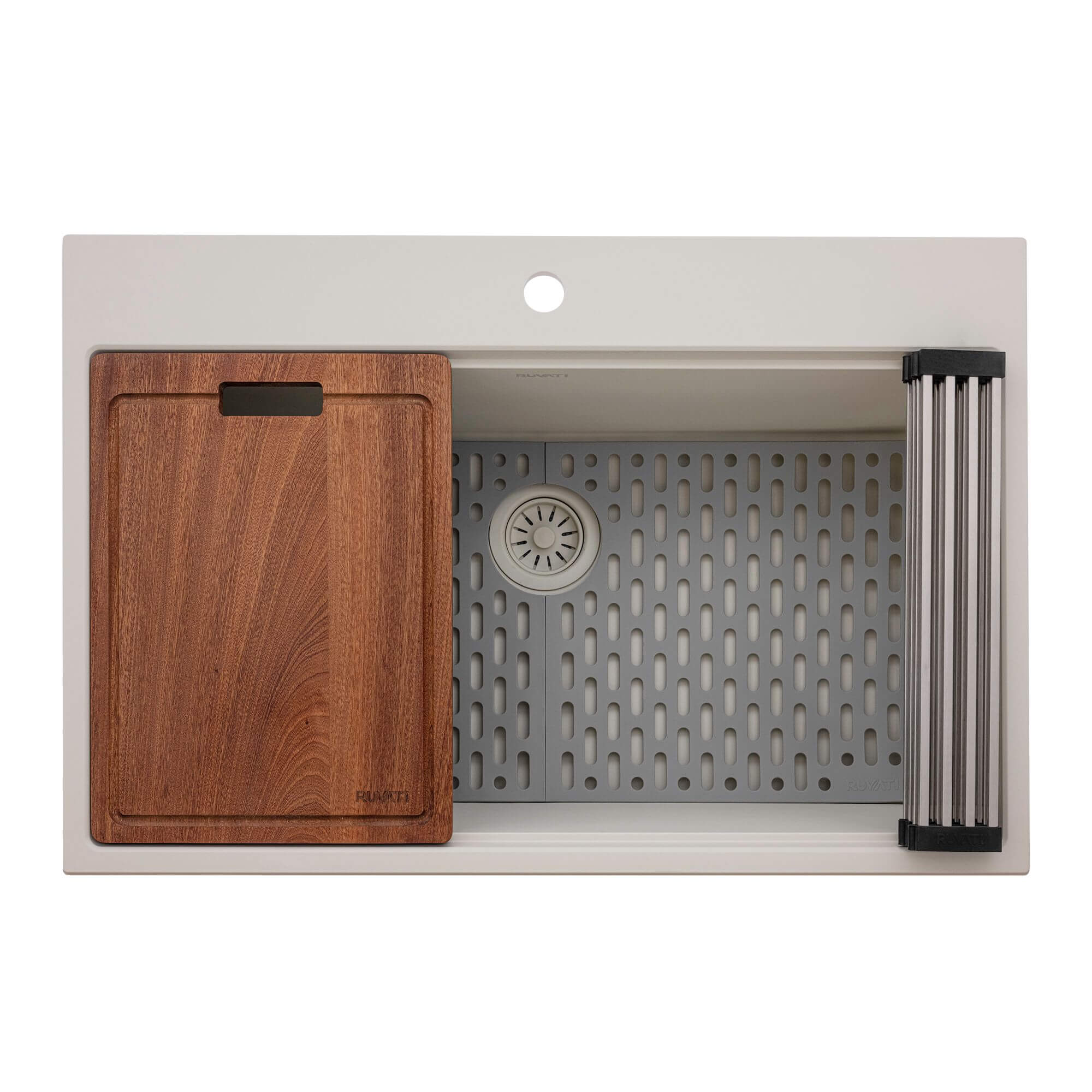 Ruvati 33-inch epiRock Workstation Warm White Topmount Kitchen Sink ...
