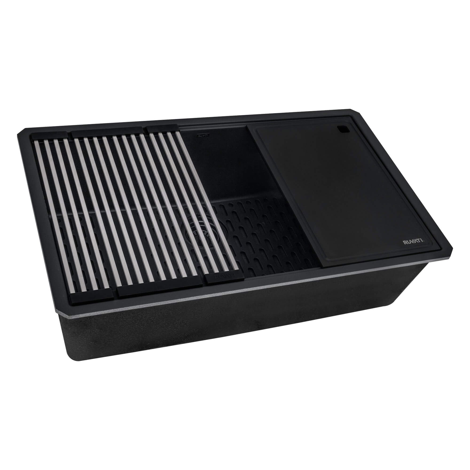 Ruvati 32-inch Undermount Workstation Granite Composite Quartz Kitchen ...