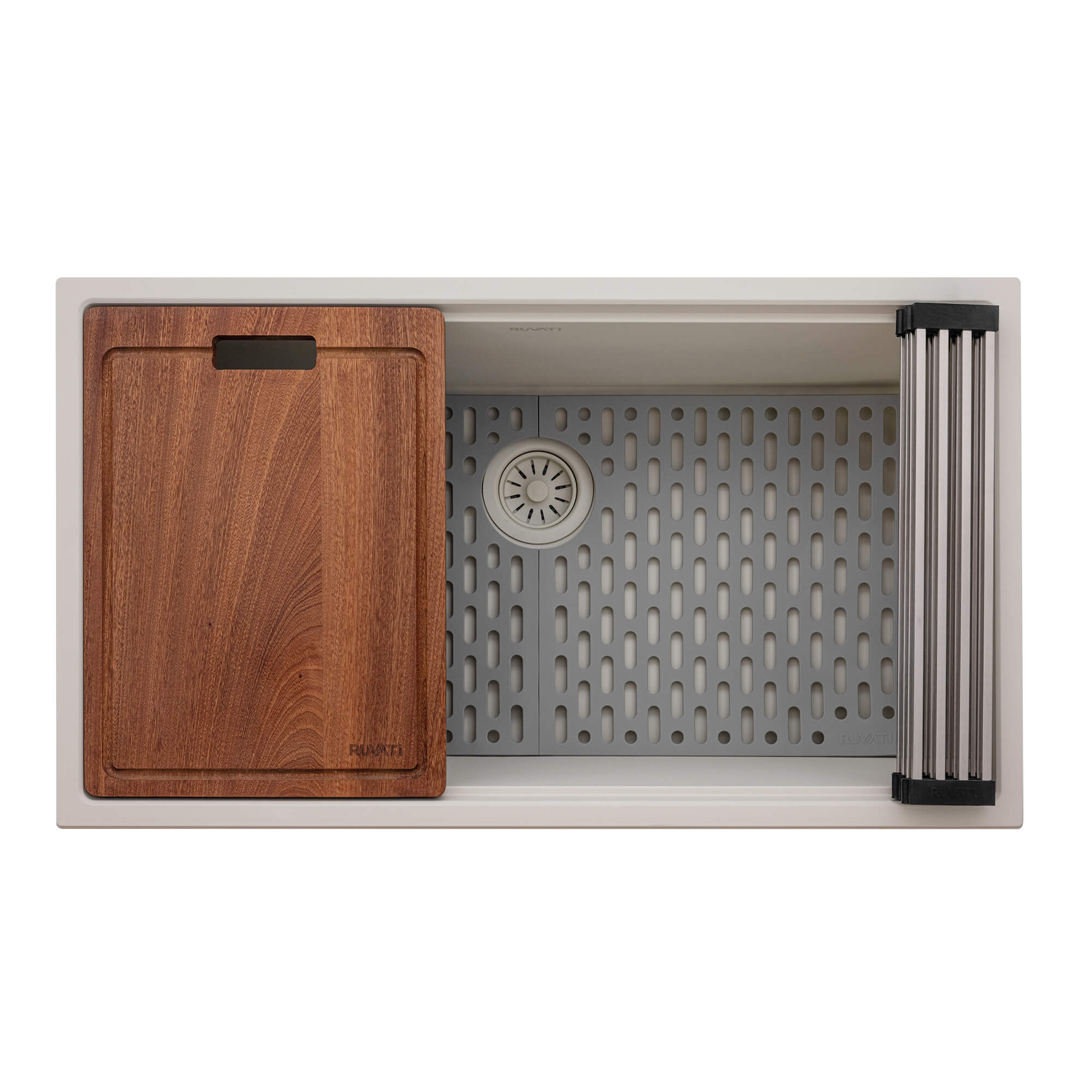 Ruvati 33-inch epiRock Workstation Warm White Undermount Kitchen Sink ...