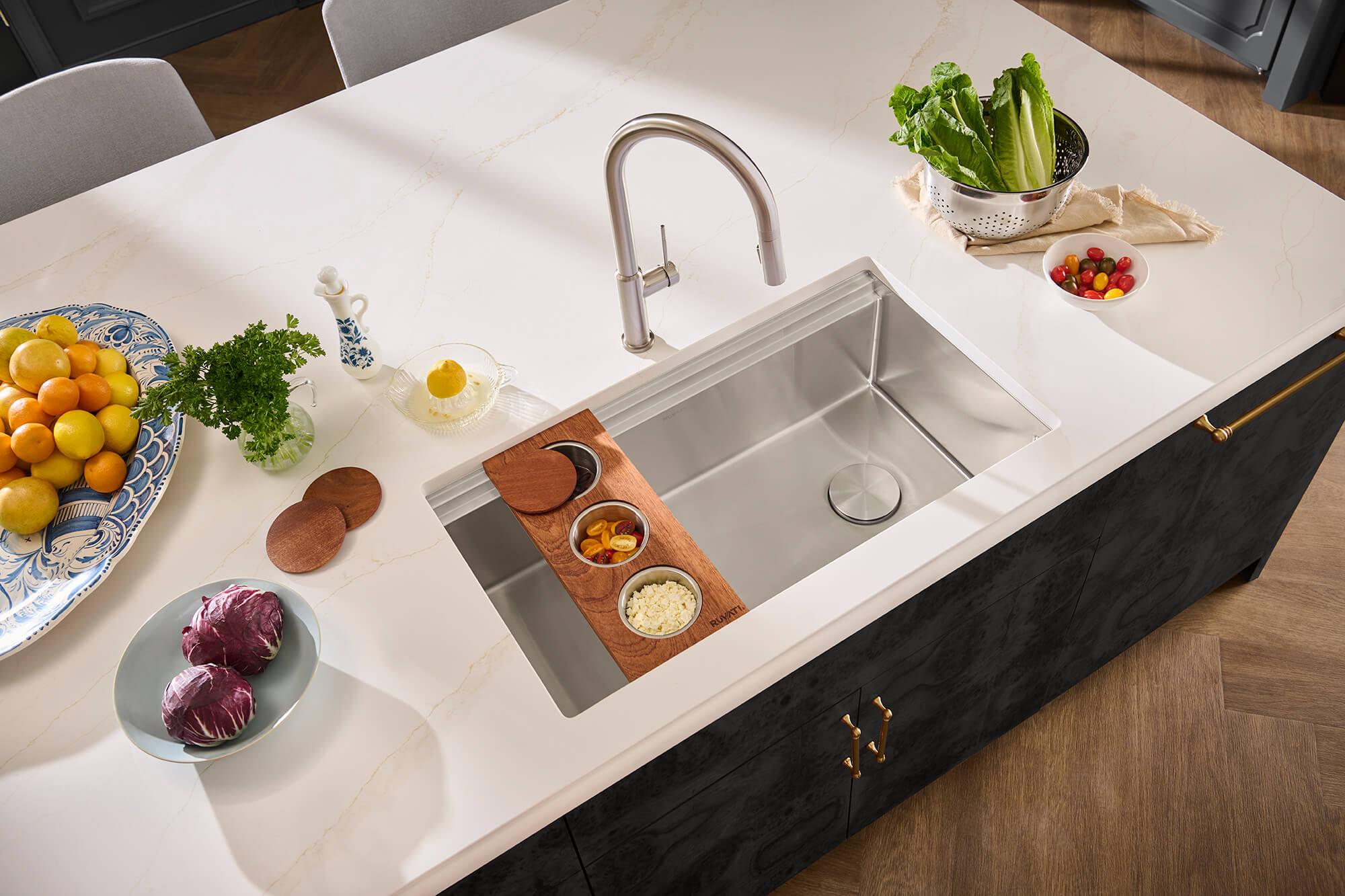 Ruvati 33-inch Workstation Two-Tiered Ledge Kitchen Sink Undermount 16 ...