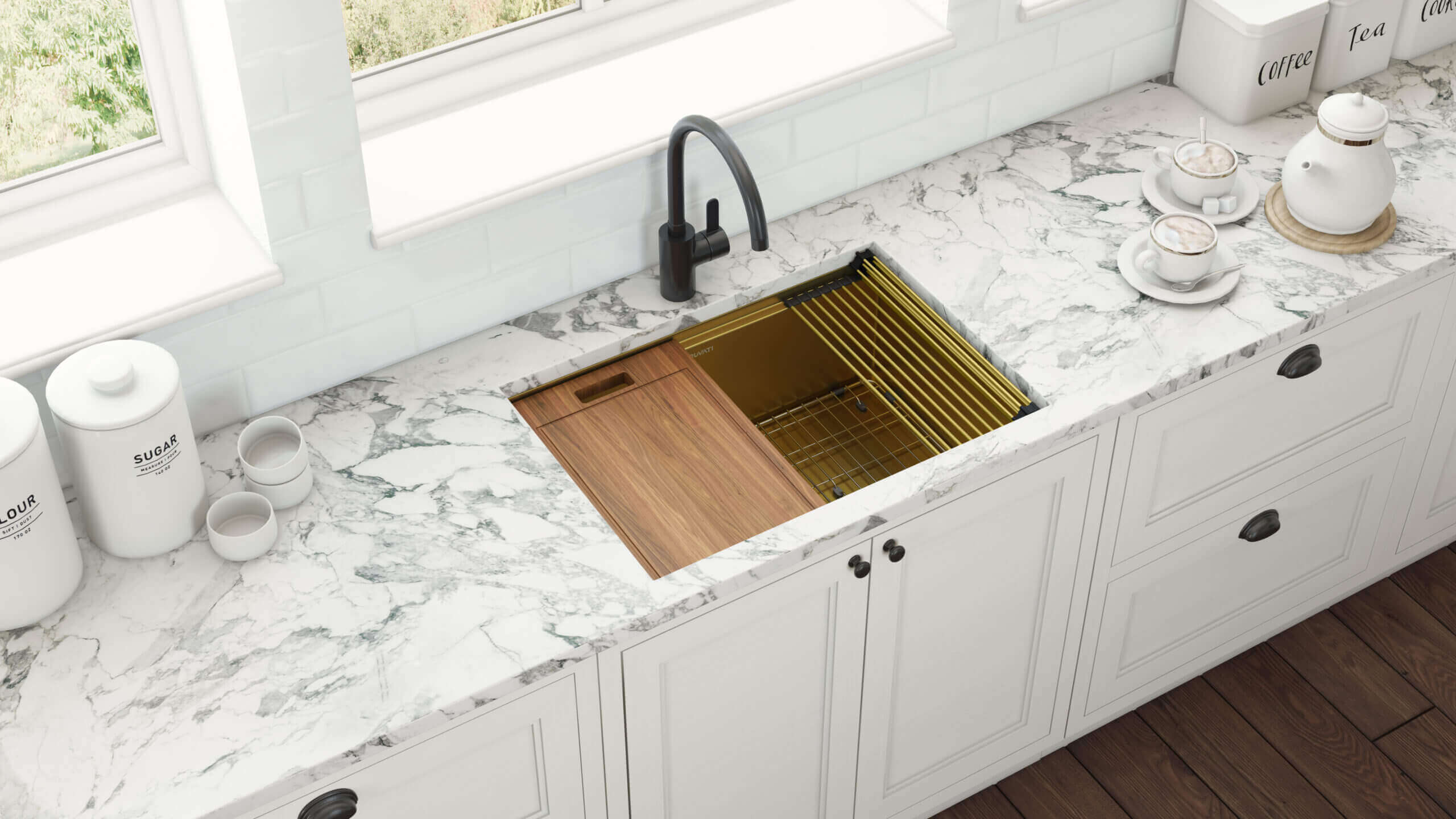 Ruvati 30-inch Matte Gold Workstation Undermount Kitchen Sink Single ...