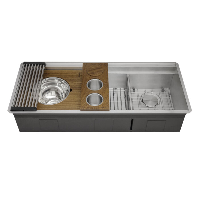 Ruvati 45-inch Double Bowl Workstation Two-Tiered Ledge Kitchen Sink ...