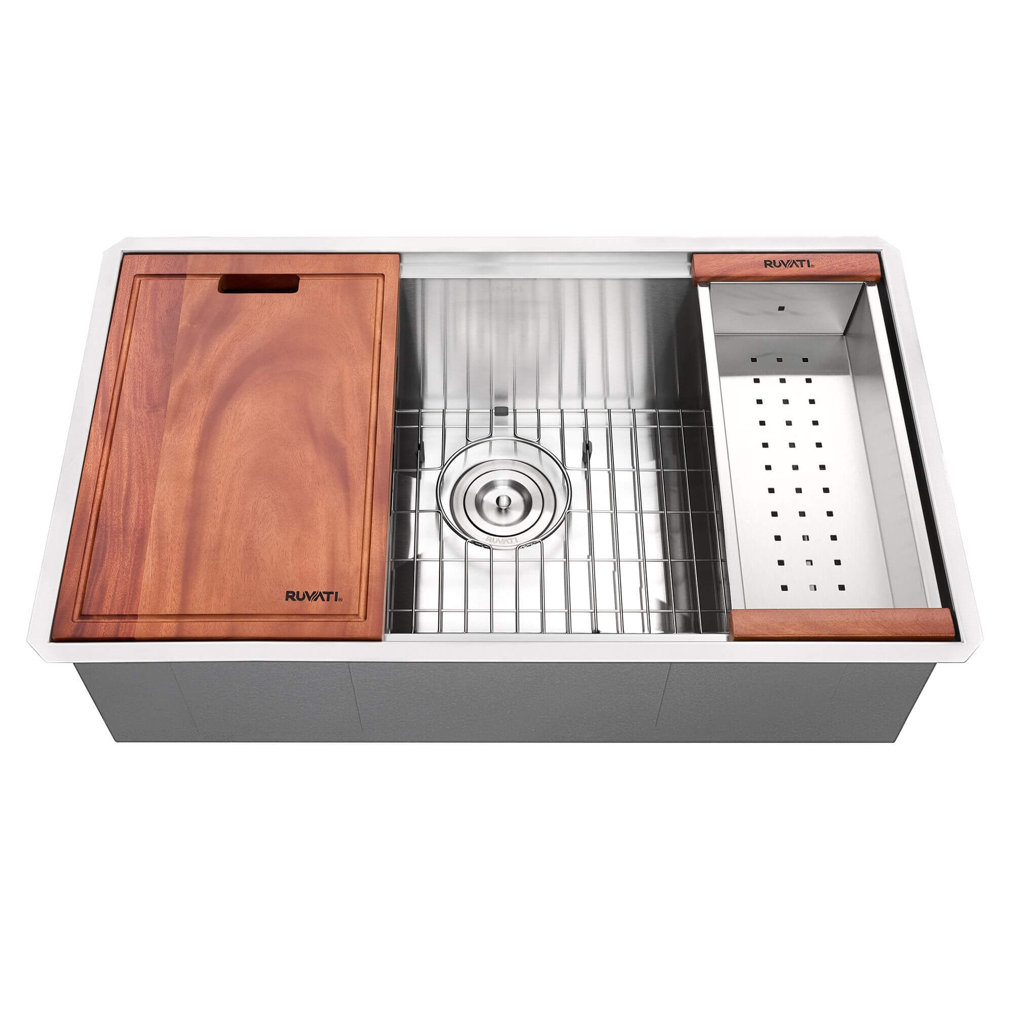 Ruvati 32-inch Workstation Ledge Undermount 16 Gauge Stainless Steel ...