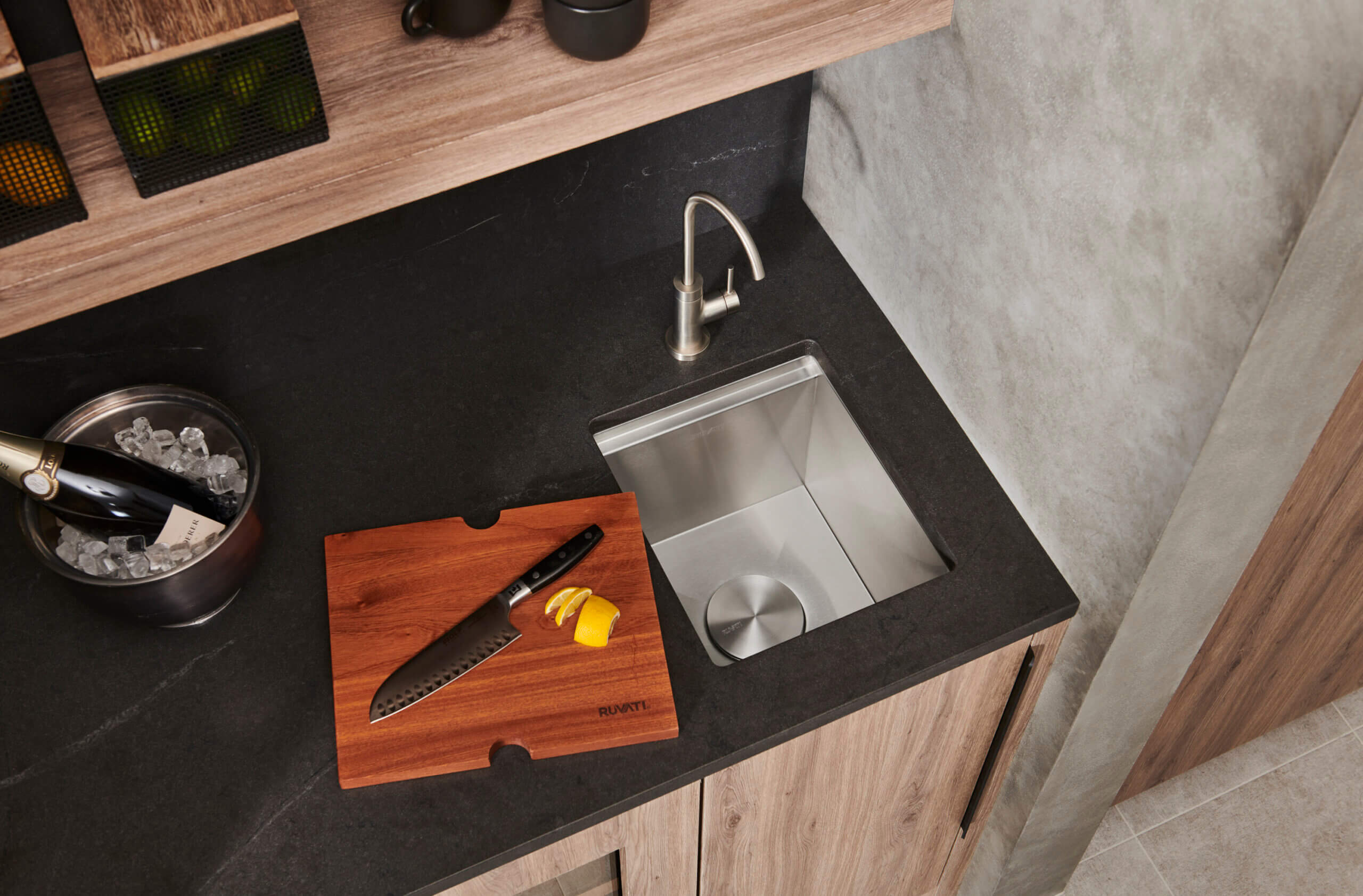 Ruvati 13 inch Workstation Bar Prep Sink with Cover Undermount 16 Gauge ...
