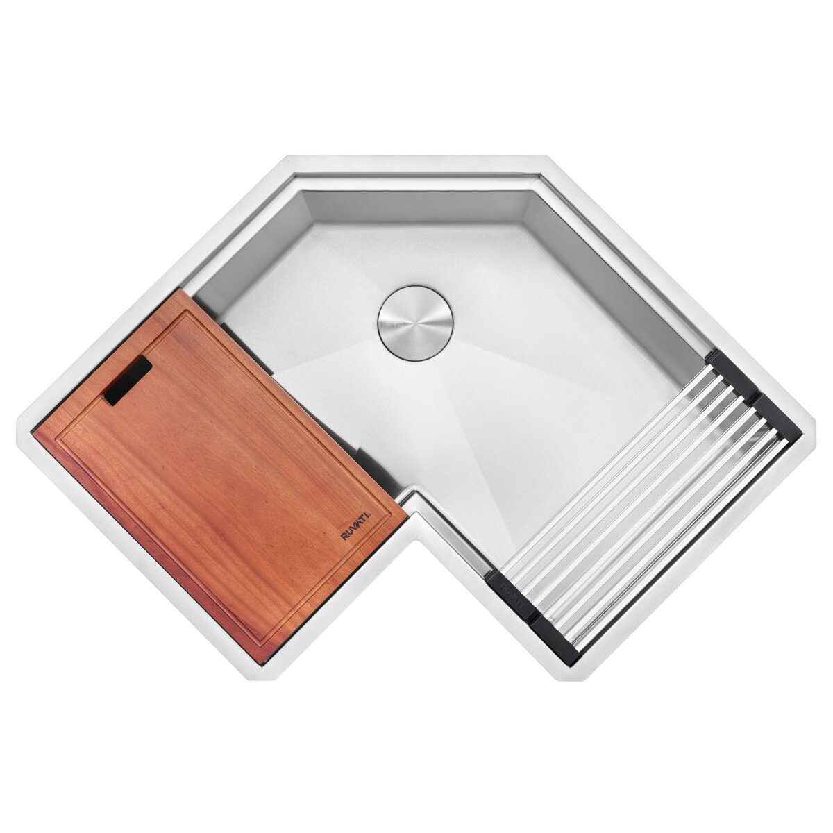 Ruvati Roma Pro Corner Workstation Stainless Steel Undermount Kitchen ...