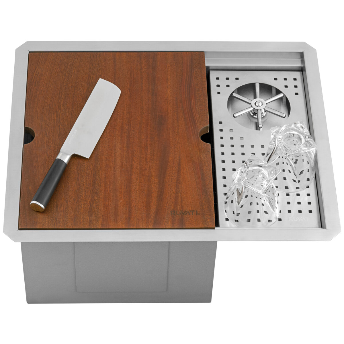 Ruvati Glass Rinser and Sink Combo 22 inch Workstation for Wet Bar ...