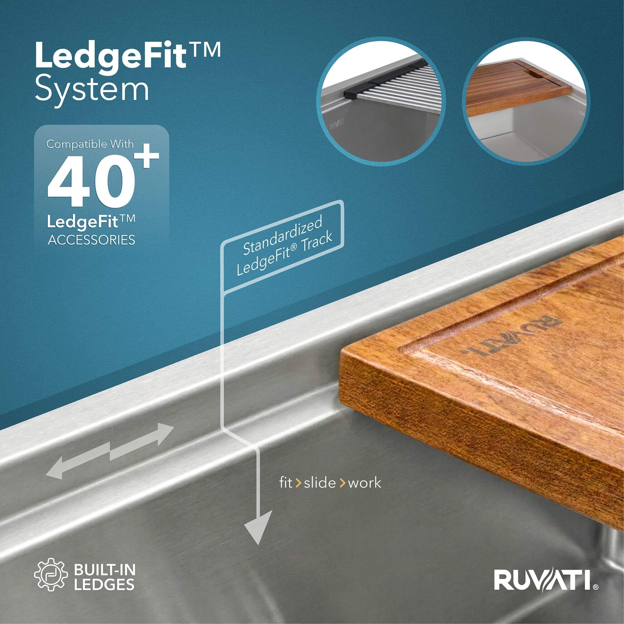 Ruvati 36-inch Workstation Slope Bottom Offset Drain Undermount 16 ...