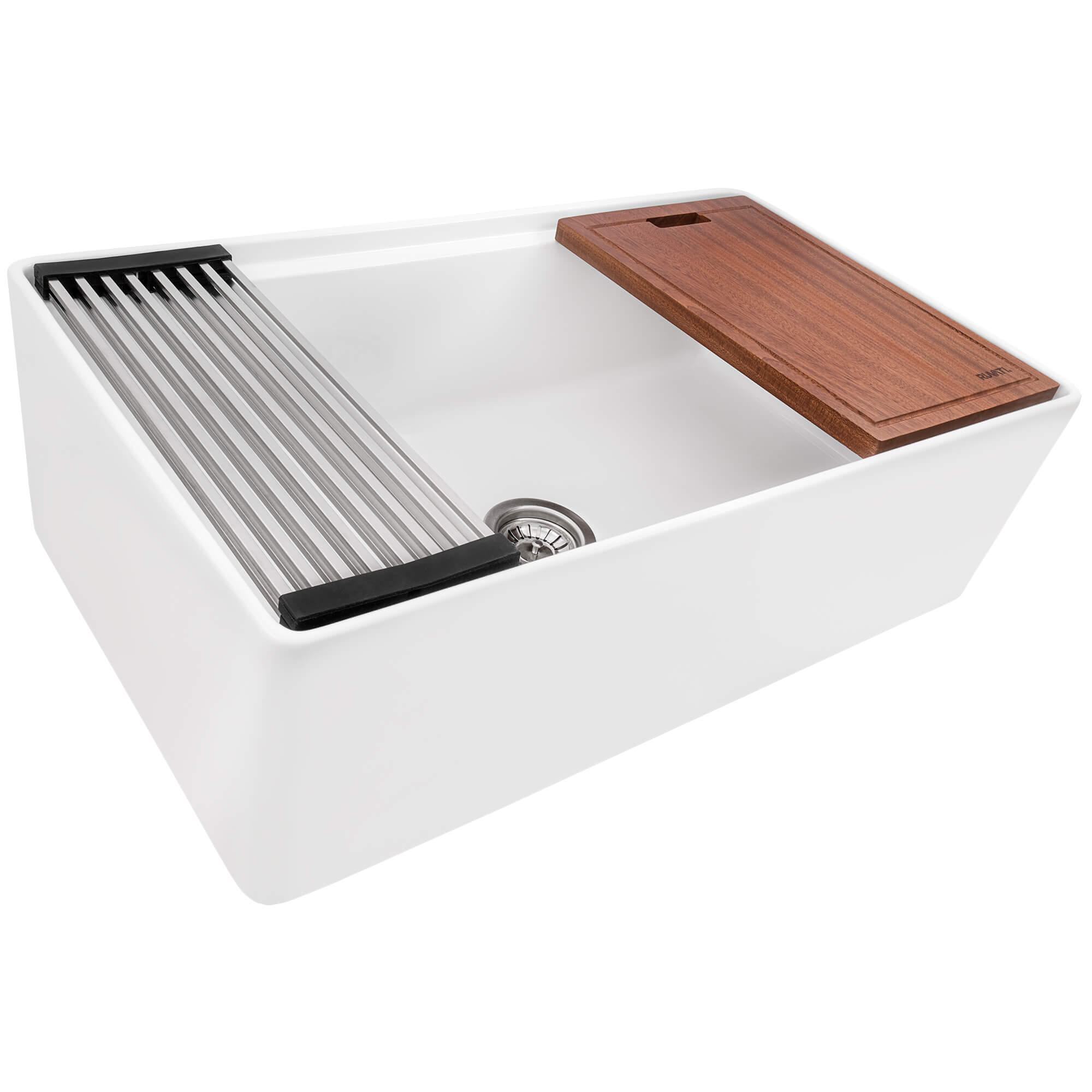 Ruvati 33 Inch Fireclay Workstation White Farmhouse Kitchen Sink Apron