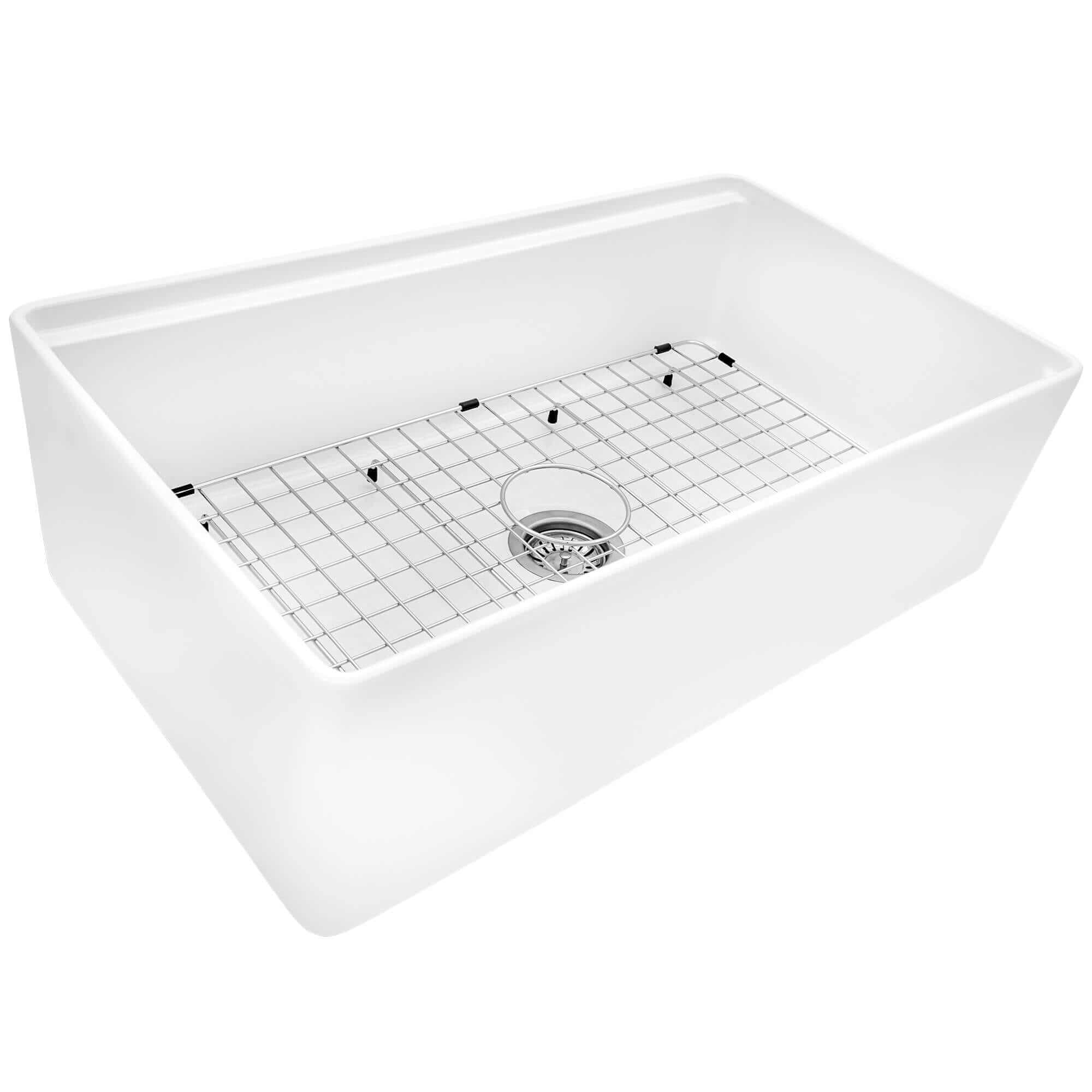 Ruvati 33 Inch Fireclay Workstation White Farmhouse Kitchen Sink Apron