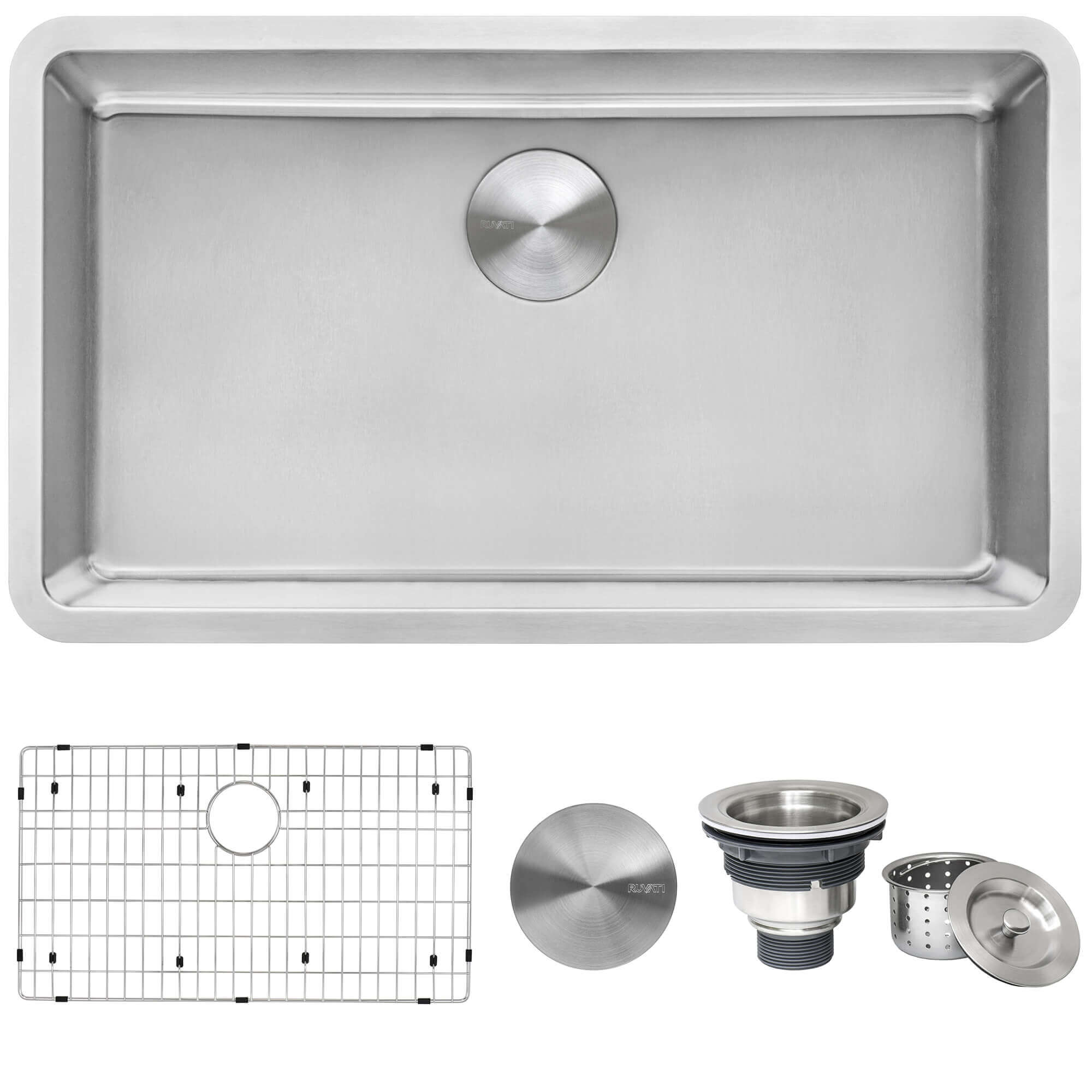 Ruvati 27-inch Undermount Kitchen Sink 16 Gauge Stainless Steel Single ...